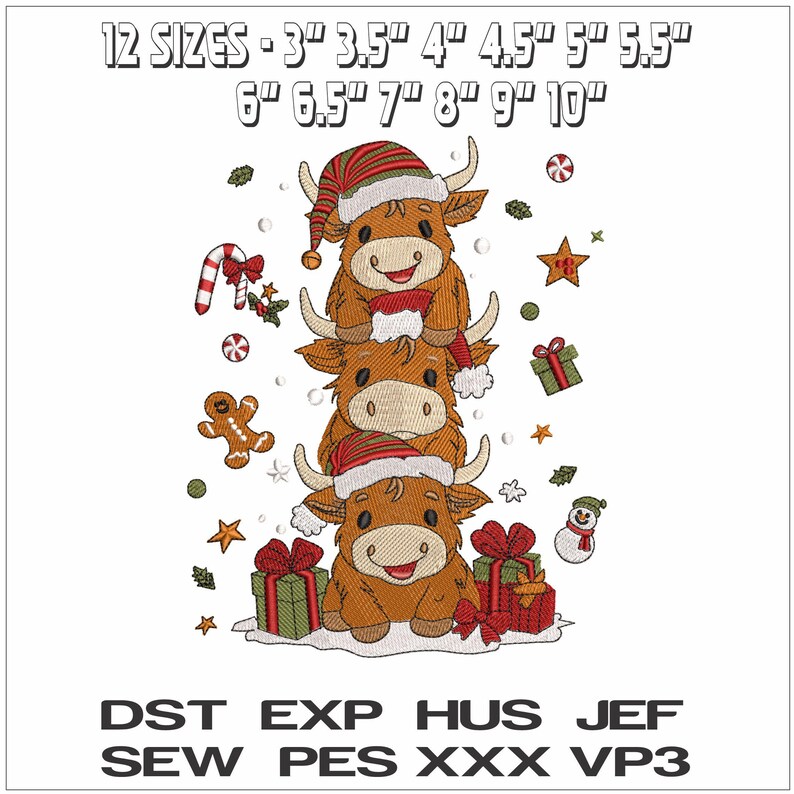 Christmas Tree of Cows - Machine Embroidery Design - DST, PES, VP3 ...