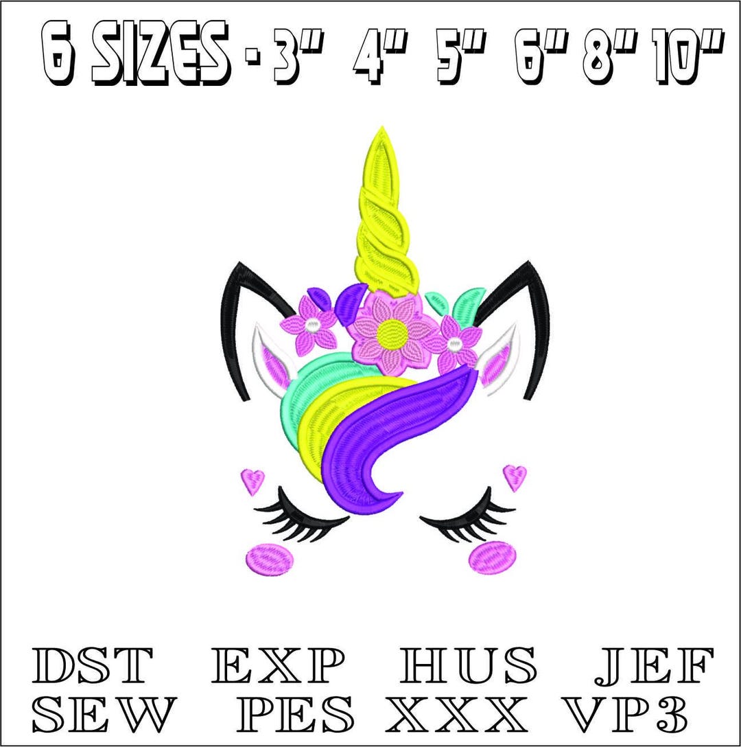 Unicorn Face - Machine Embroidery Design - DST, PES, VP3 & More ...