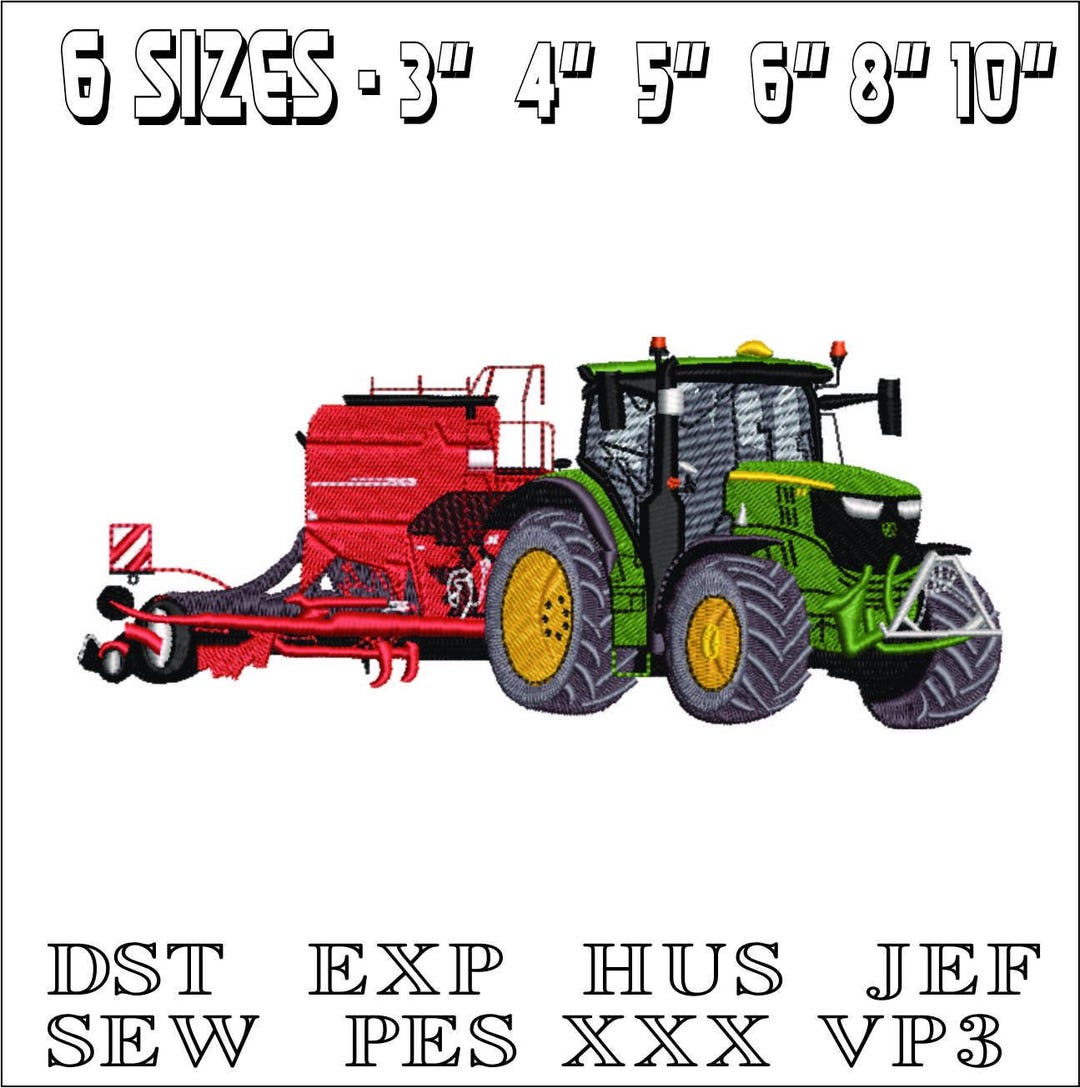 Tractor With Farm Equipment - Machine Embroidery Design - DST, PES, VP3 ...