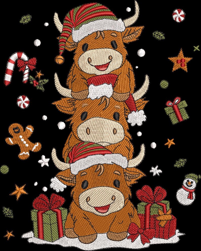Christmas Tree of Cows - Machine Embroidery Design - DST, PES, VP3 ...