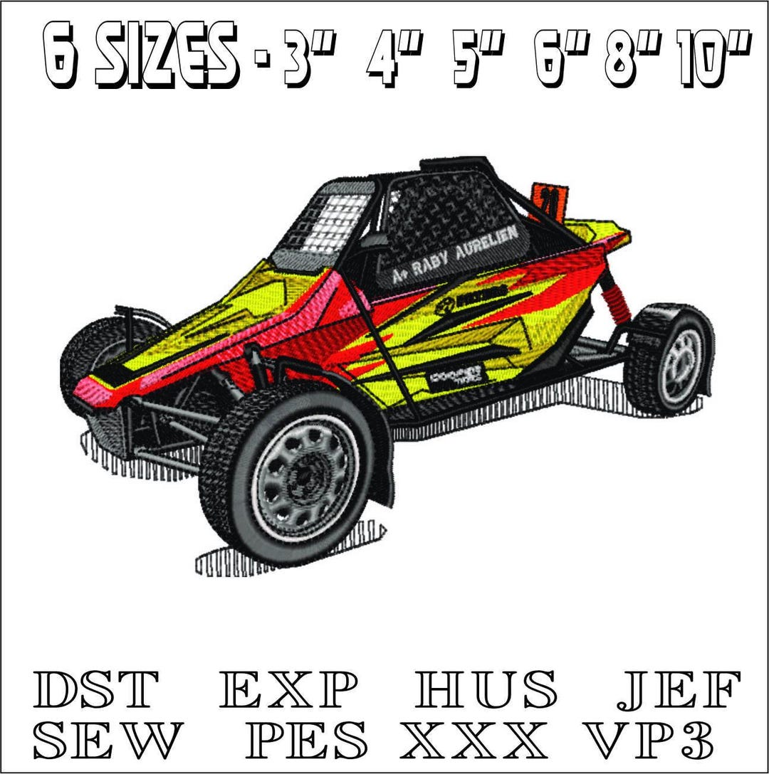 Racing Dune Buggy - Machine Embroidery Design - DST, PES, VP3 & More ...