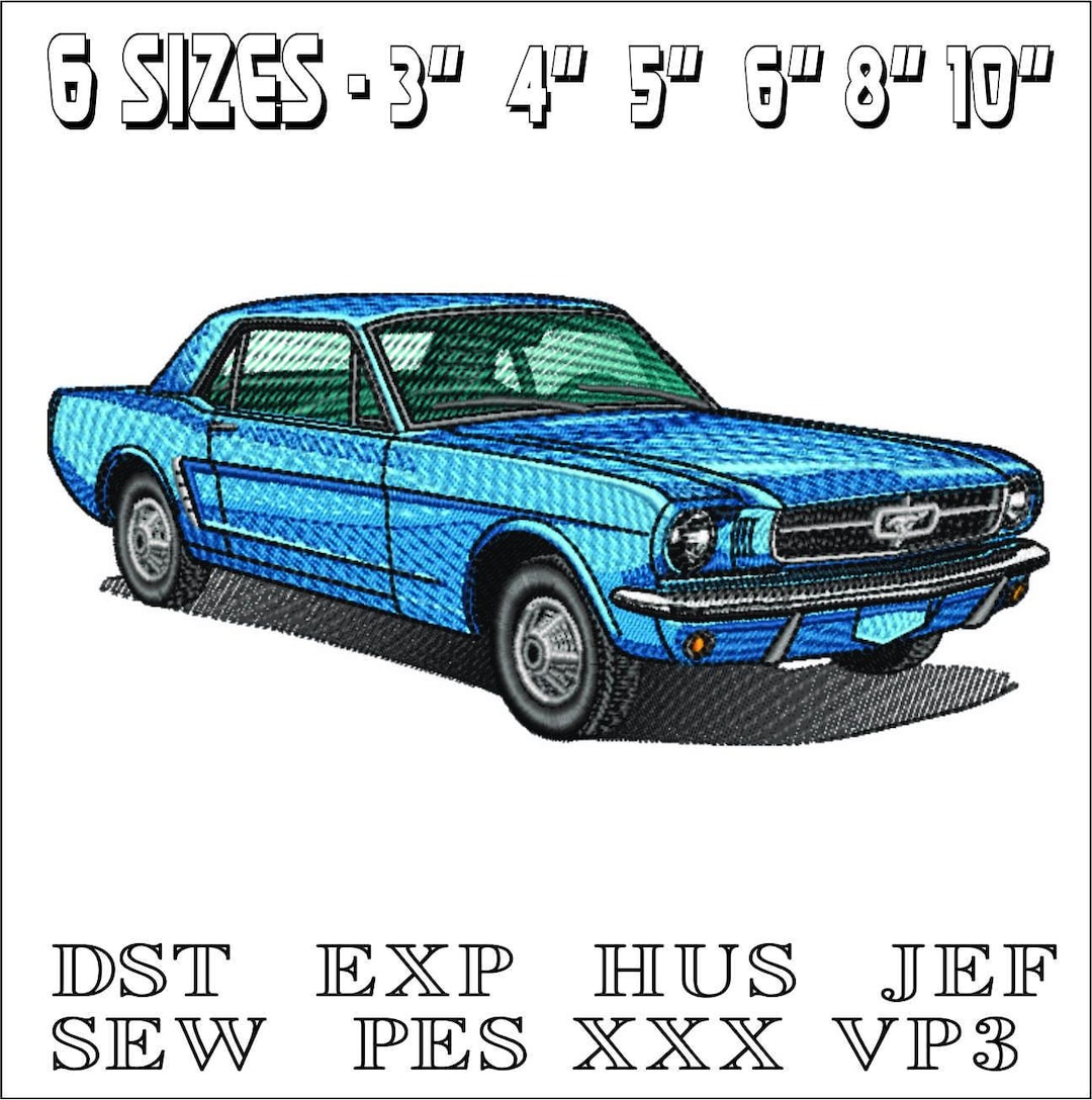 Old Classic Blue Car - Machine Embroidery Design - DST, PES, VP3 & More ...