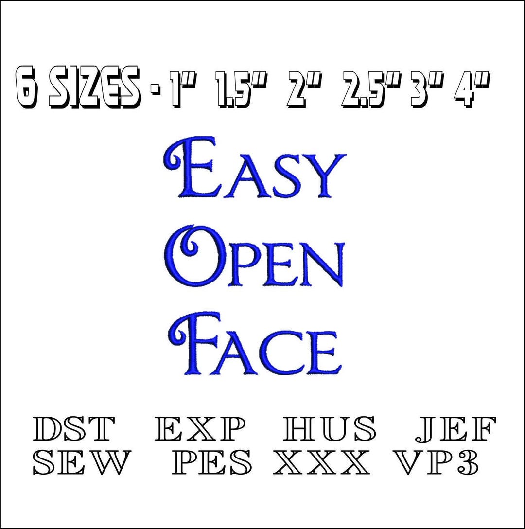 Easy Open Font Embroidery File - Machine Embroidery Design - DST, PES ...