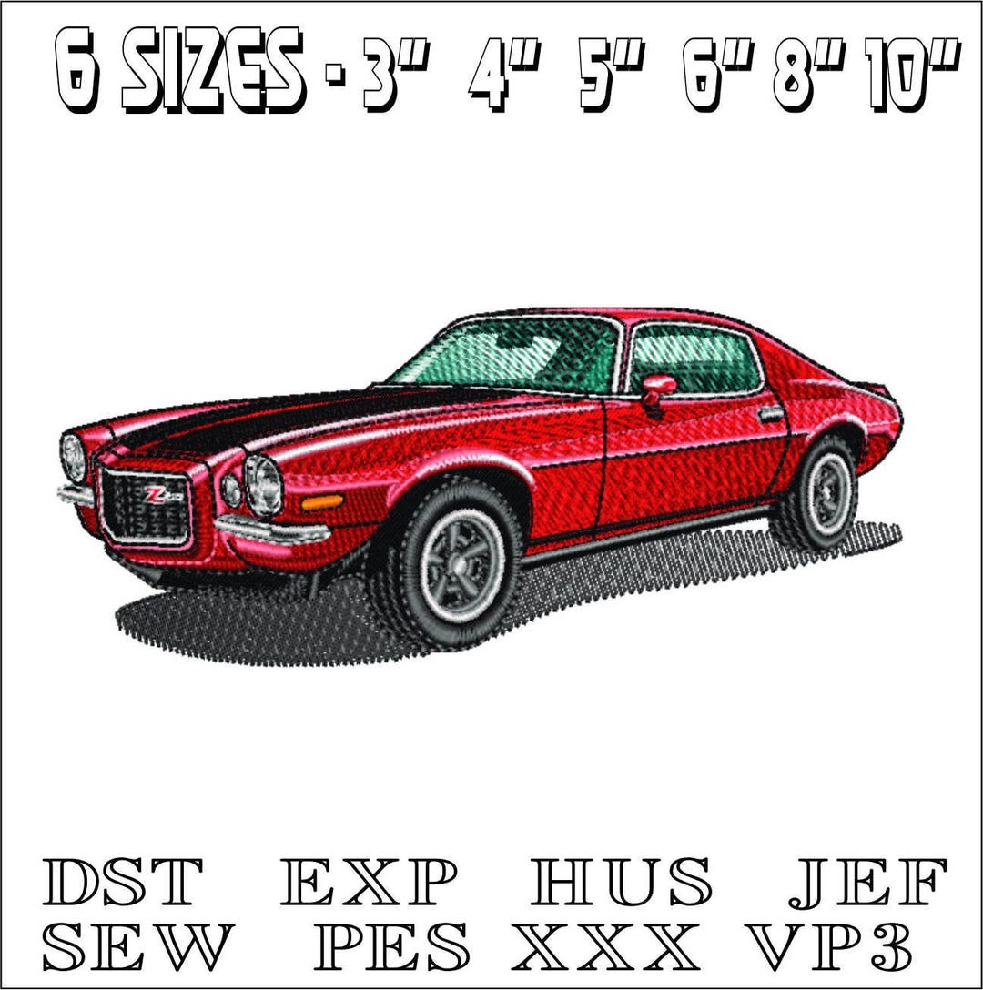 Camaro Z28 Classic Car - Machine Embroidery Design - DST, PES, VP3 ...