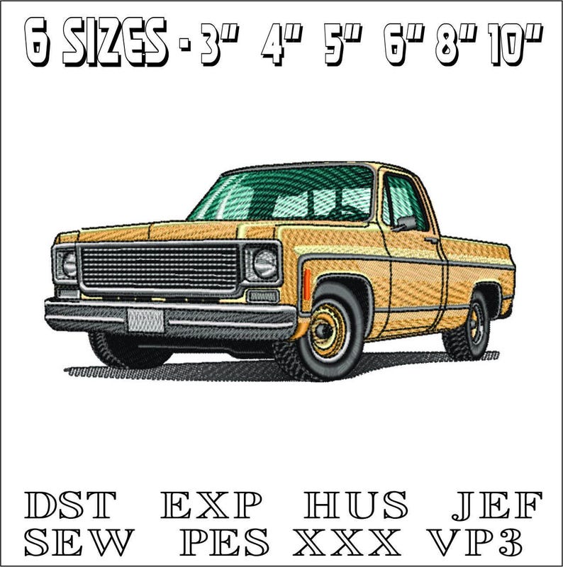 Beige Chevy Truck - Machine Embroidery Design - DST, PES, VP3 & More ...