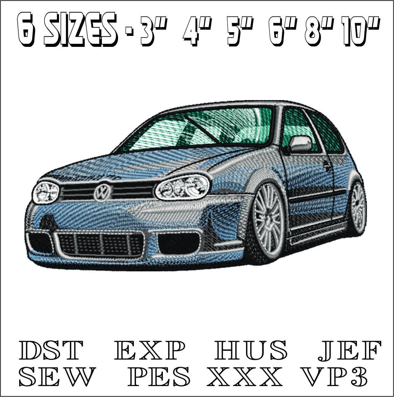 Volkswagen Golf Mk4 - Machine Embroidery Design - DST, PES, VP3 & More ...