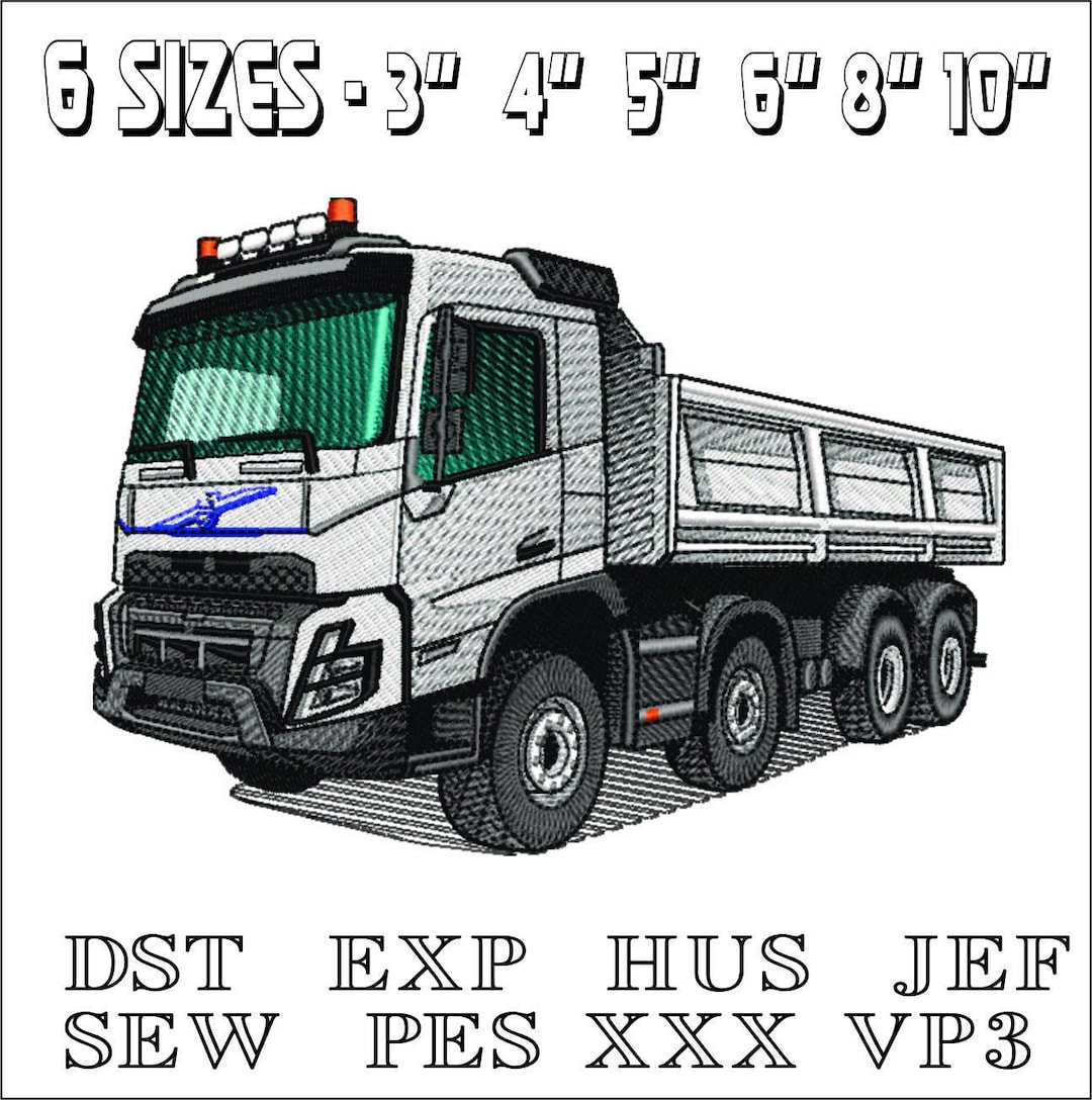 White Construction Truck - Machine Embroidery Design - DST, PES, VP3 ...