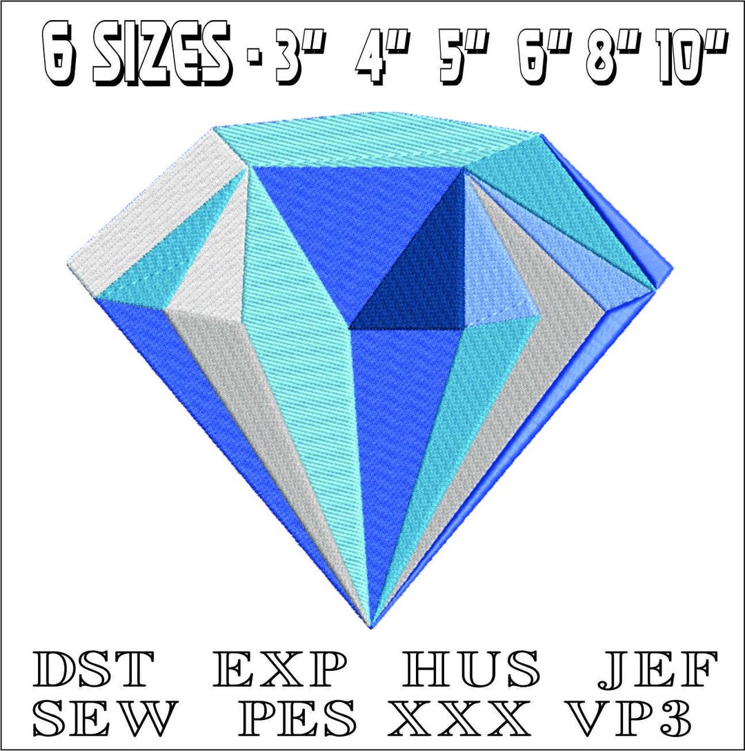 Blue Diamond - Machine Embroidery Design - DST, PES, VP3 & More ...