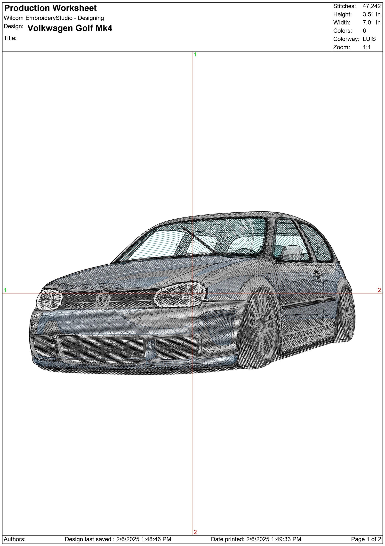 Volkswagen Golf Mk4 - Machine Embroidery Design - DST, PES, VP3 & More ...