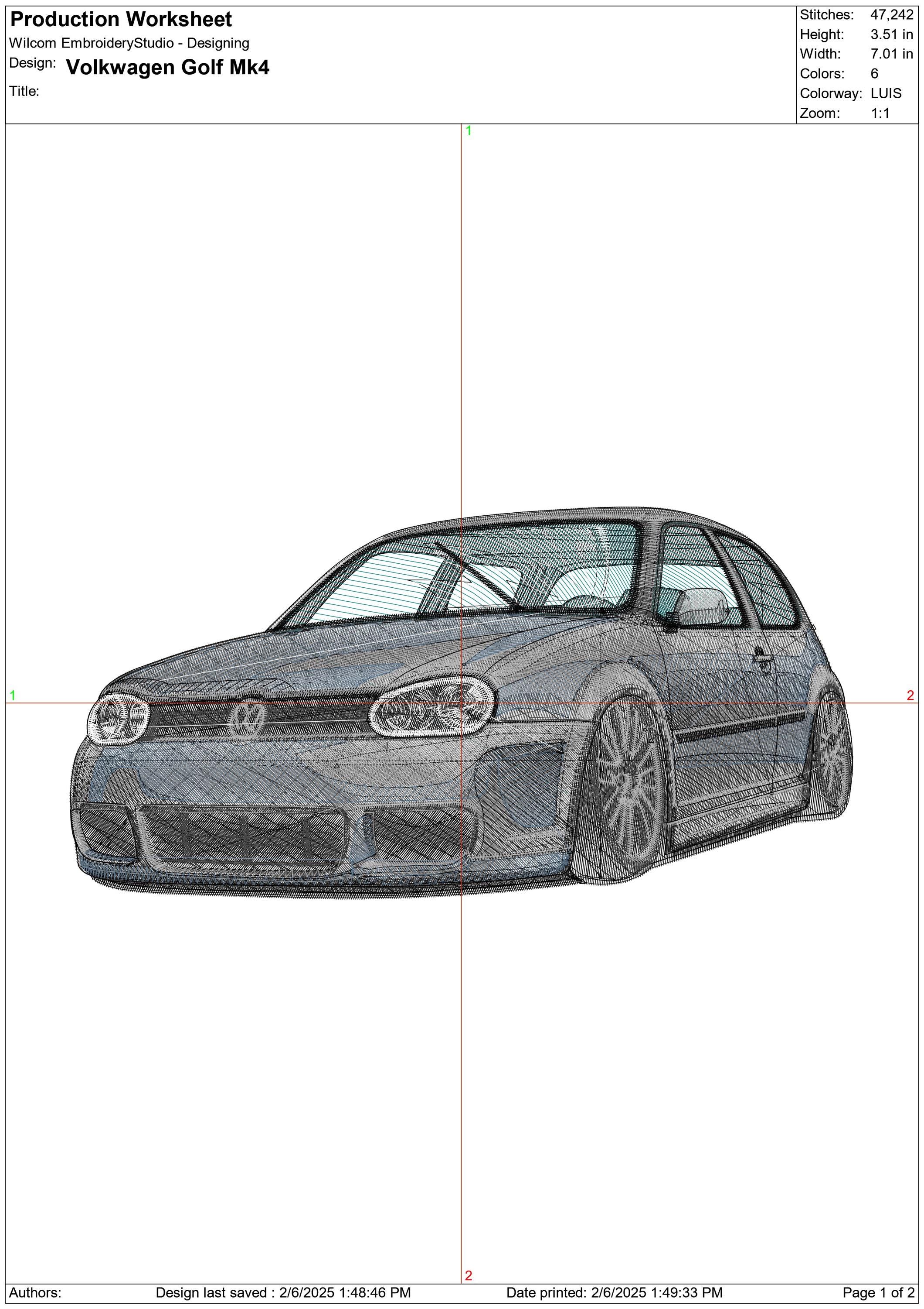 Volkswagen Golf Mk4 - Machine Embroidery Design - DST, PES, VP3 & More ...