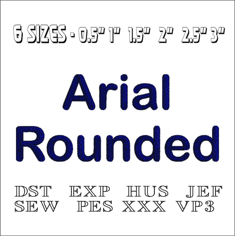 Rounded Arial Font (no Bx Format) - Machine Embroidery Design (instant ...