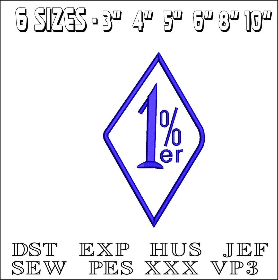 One Percenter - Machine Embroidery Design - DST, PES, VP3 & More ...