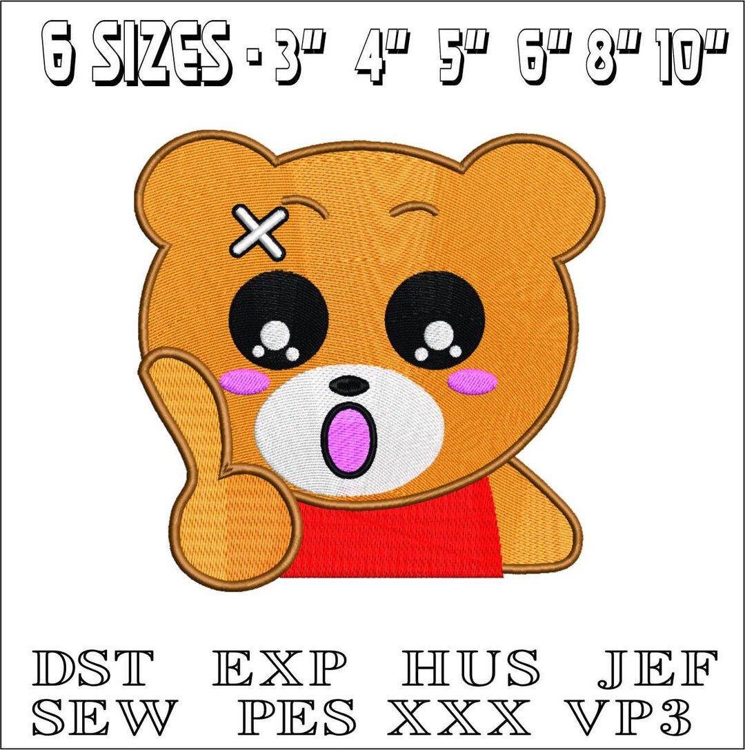 Shocked Teddy Bear - Machine Embroidery Design - DST, PES, VP3 & More ...