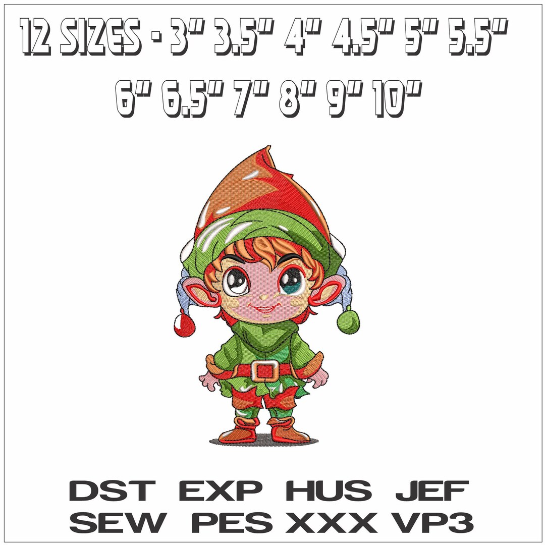 Christmas Elf - Machine Embroidery Design - DST, PES, VP3 & More ...