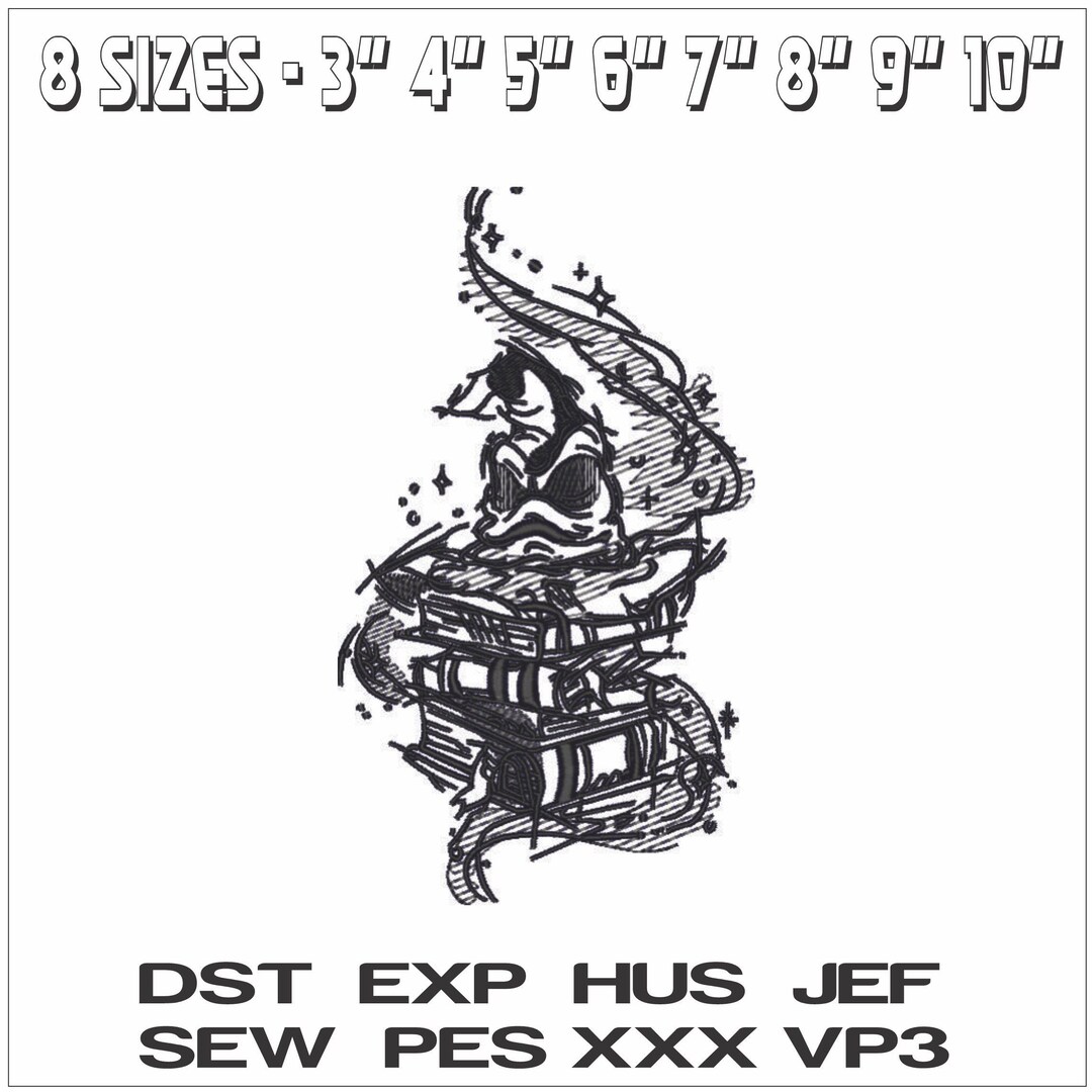Wizard Hat & Spell Books Embroidery Design (DST, PES, VP3) - Instant ...