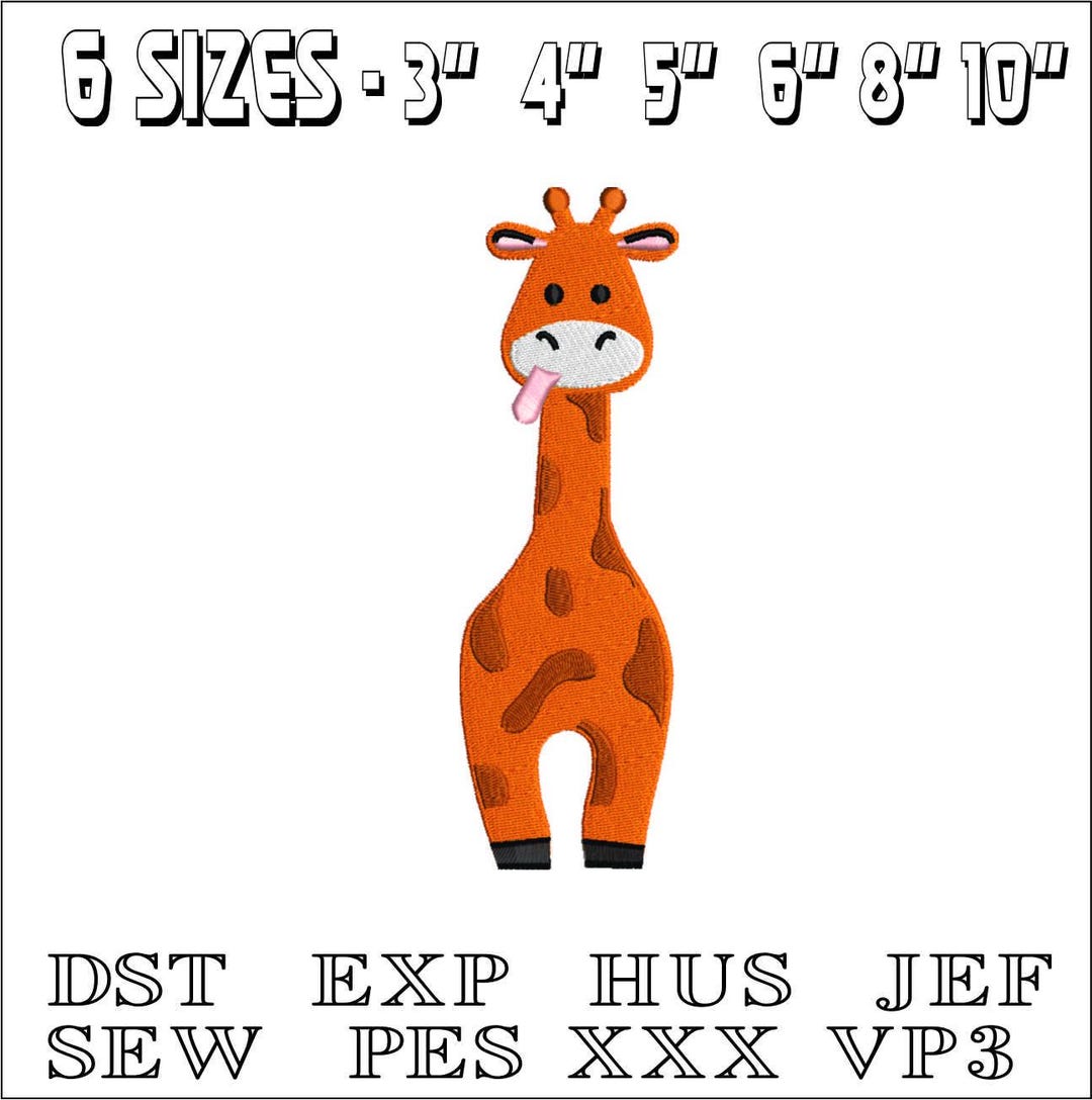 Standing Giraffe - Machine Embroidery Design - DST, PES, VP3 & More ...
