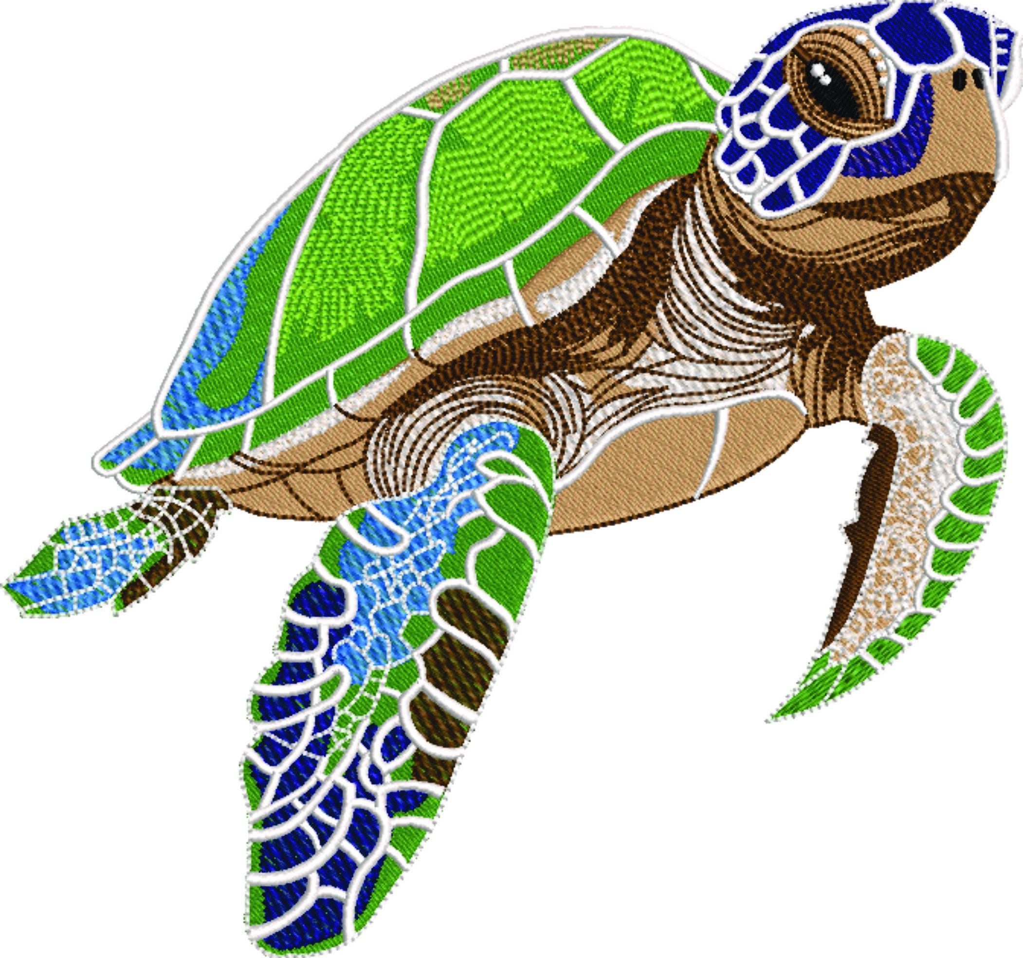 Turtle Swimming - Machine Embroidery Design - DST, PES, VP3 & More ...