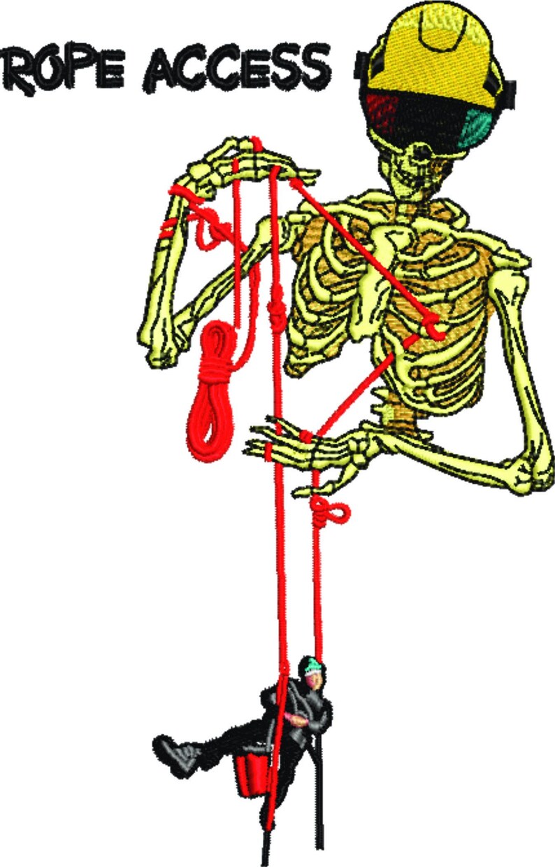 Skeleton Rope Access - Machine Embroidery Design - DST, PES, VP3 & More ...