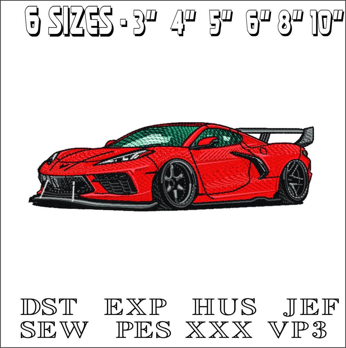Corvette C8 Race - Machine Embroidery Design - DST, PES, VP3 & More ...