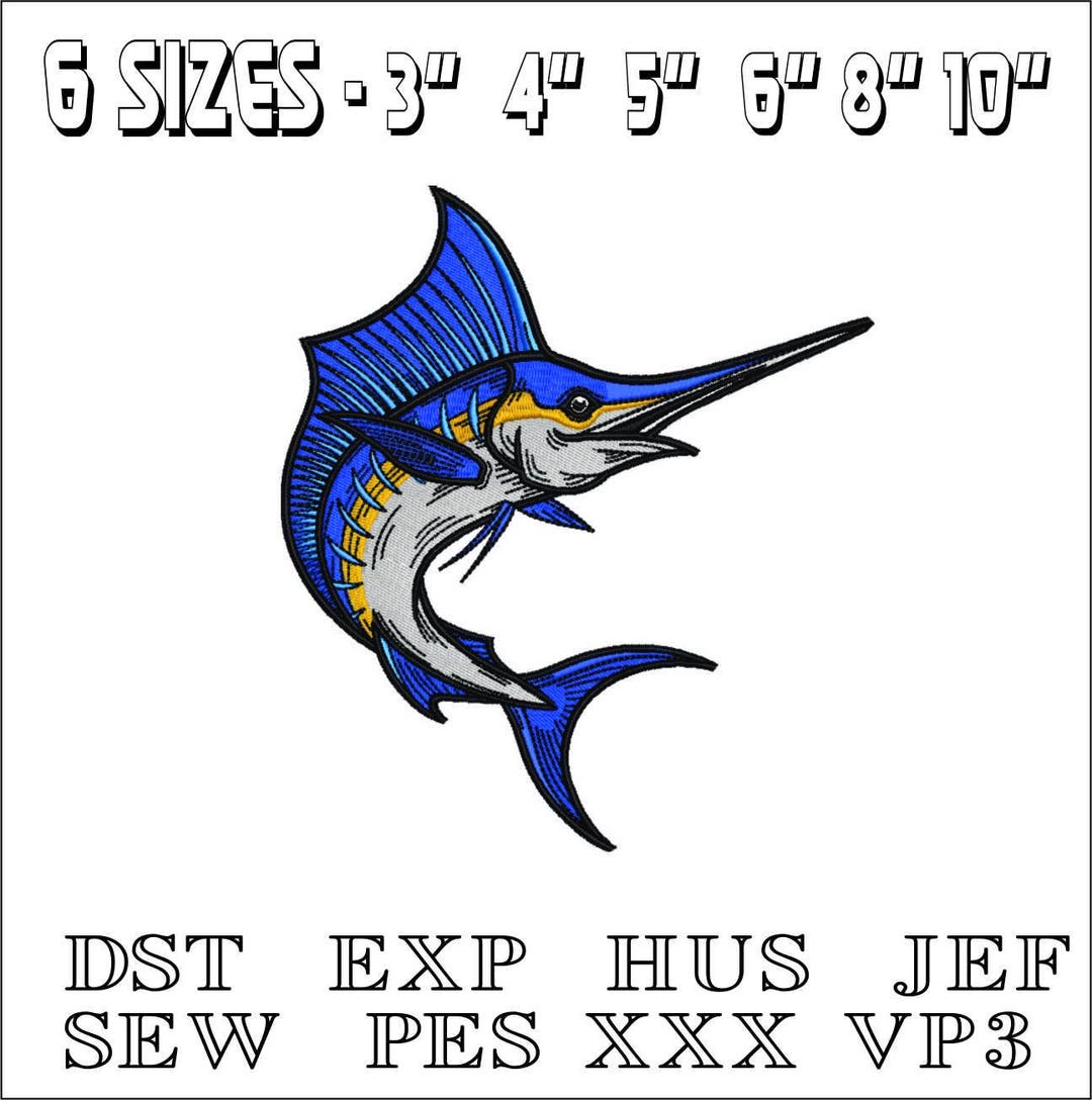 Jumping Marlin - Machine Embroidery Design - DST, PES, VP3 & More ...