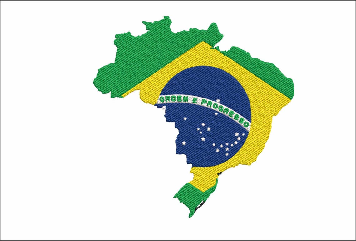 Brazil Map Flag File - Machine Embroidery Design - DST, PES, VP3 & More ...