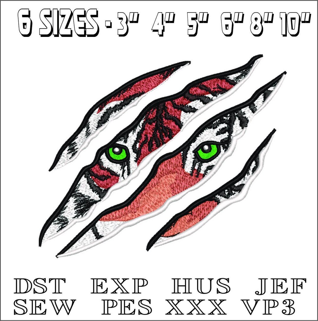 Tiger Eyes Embroidery File - Machine Embroidery Design - DST, PES, VP3 ...