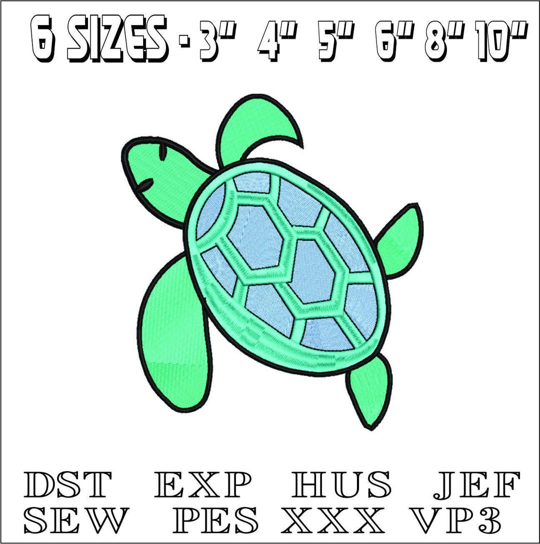 Kid Turtle - Machine Embroidery Design - DST, PES, VP3 & More - Instant ...