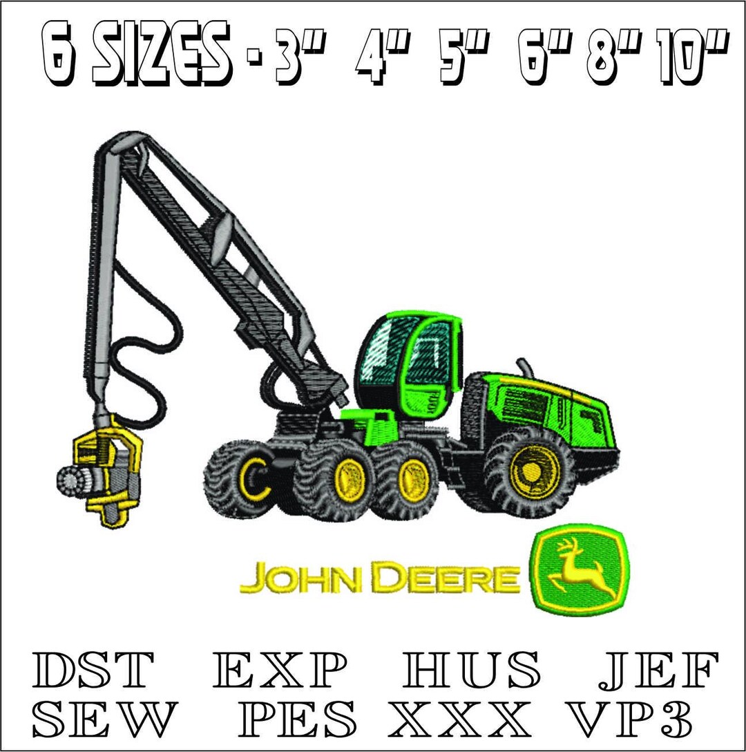 John Deere Tractor Tree Cutter - Machine Embroidery Design - DST, PES ...
