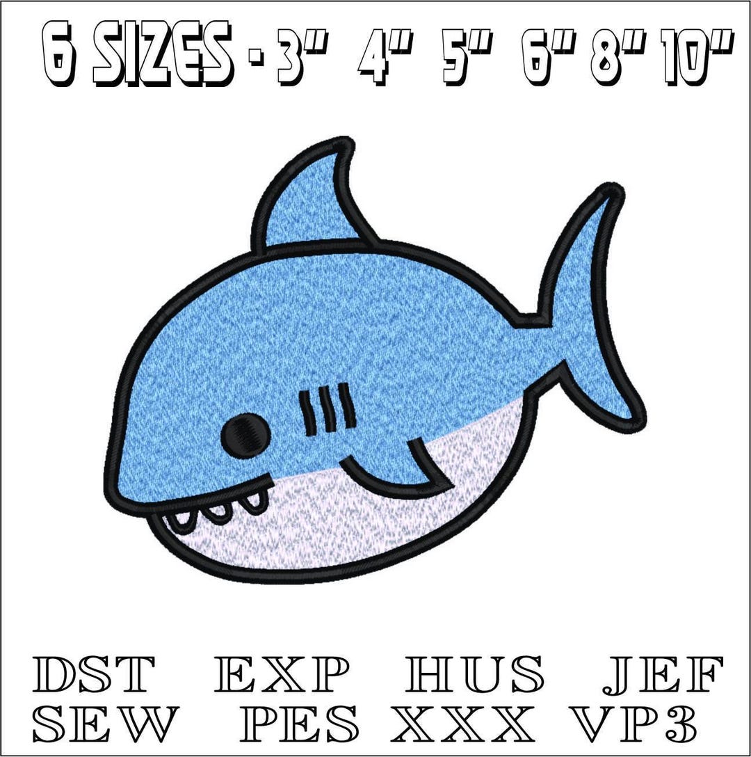 Baby Shark - Machine Embroidery Design - DST, PES, VP3 & More - Instant ...