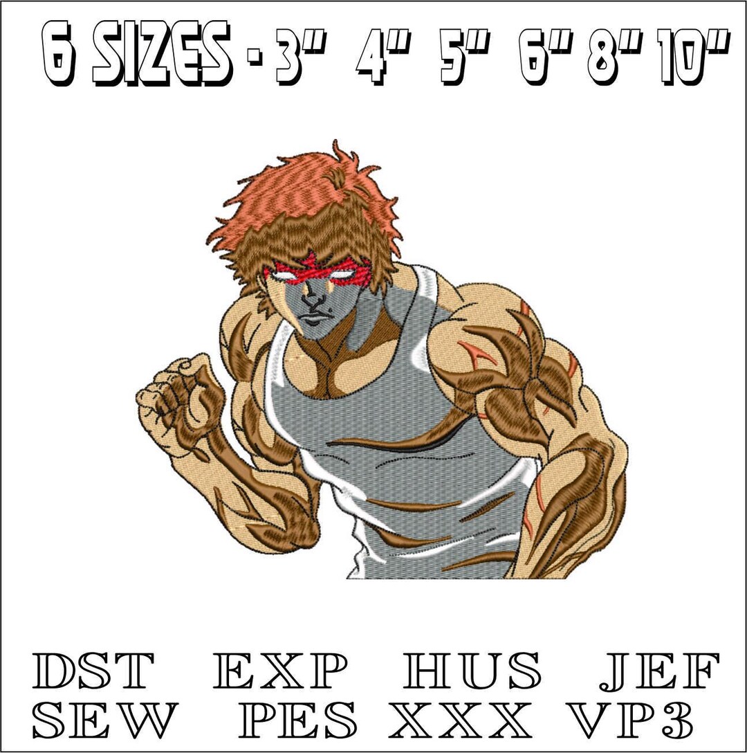 Anime Baki Red Eyes - Machine Embroidery Design - DST, PES, VP3 & More ...