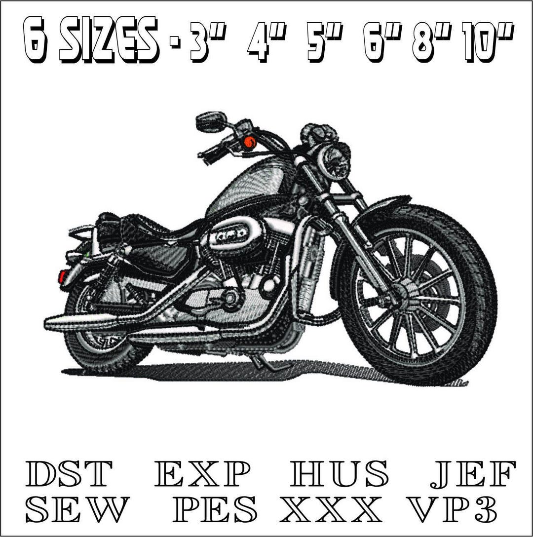 Classic American Motorcycle - Machine Embroidery Design - DST, PES, VP3 ...