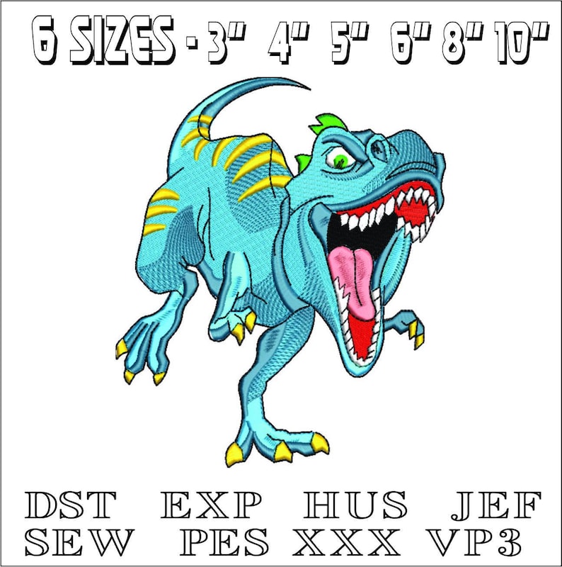 Running T Rex Dinosaur - Machine Embroidery Design - DST, PES, VP3 ...
