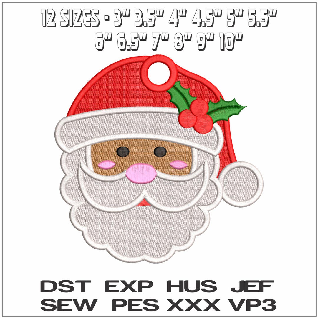 Santa Face - Machine Embroidery Design - DST, PES, VP3 & More - Instant ...
