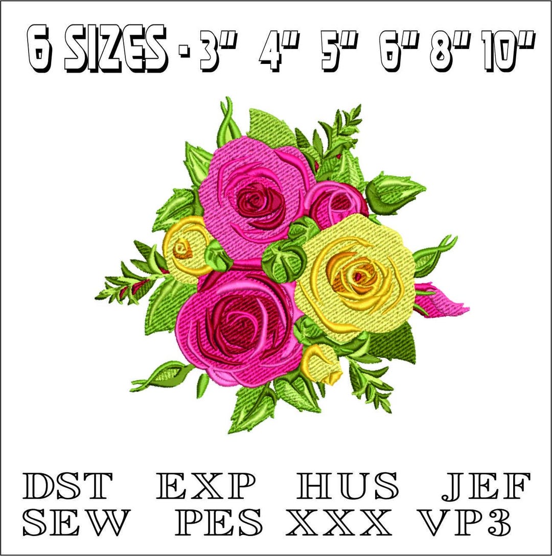 Bunch of Roses - Machine Embroidery Design - DST, PES, VP3 & More ...
