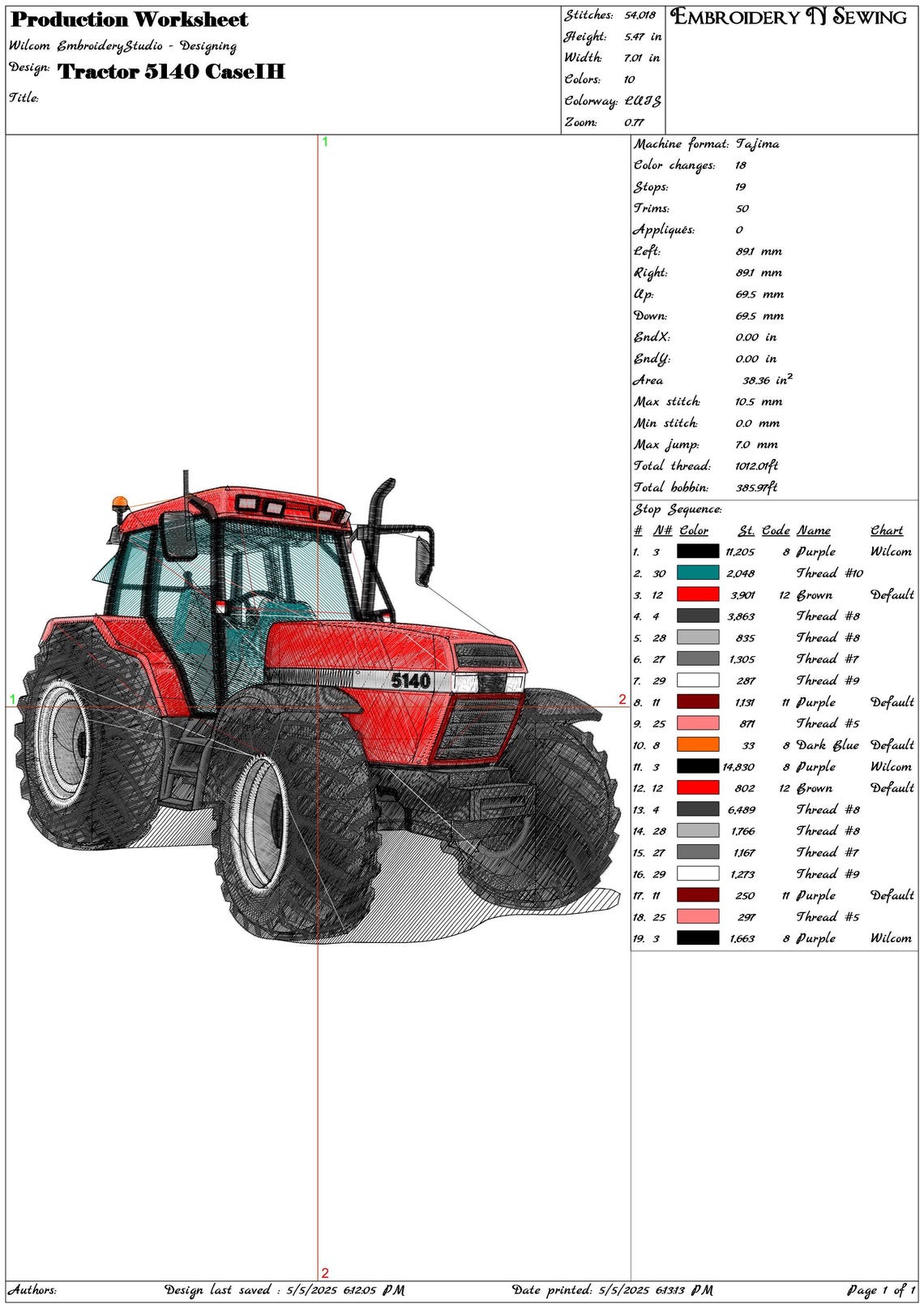 Red Tractor Farm Car - Machine Embroidery Design - DST, PES, VP3 & More ...