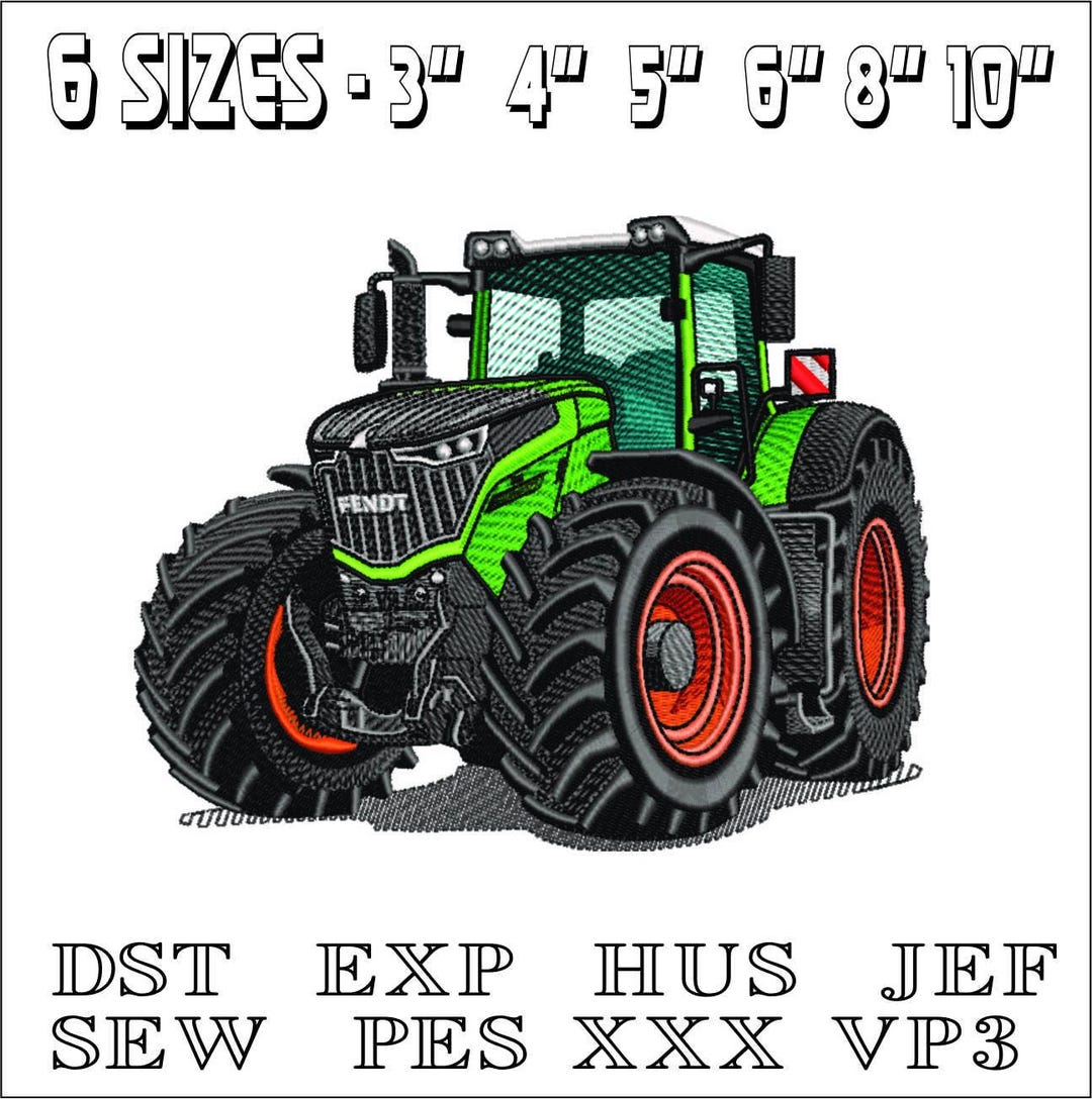 Green Tractor Farm Car - Machine Embroidery Design - DST, PES, VP3 ...