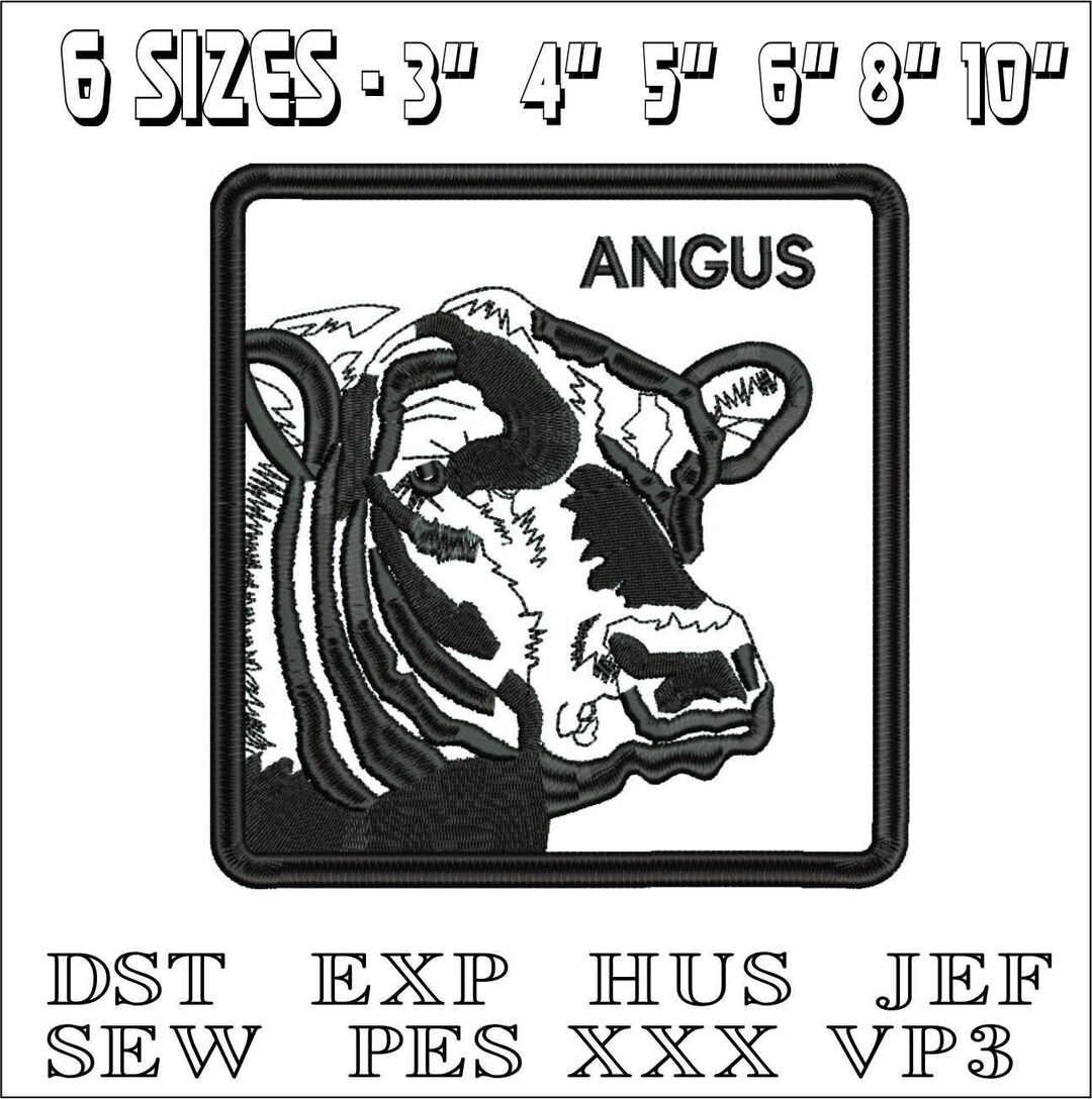 Angus Cow - Machine Embroidery Design - DST, PES, VP3 & More - Instant ...