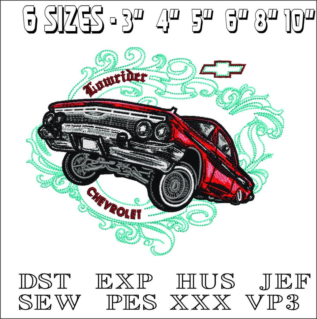 Chevy Low Rider Car - Machine Embroidery Design - DST, PES, VP3 & More ...