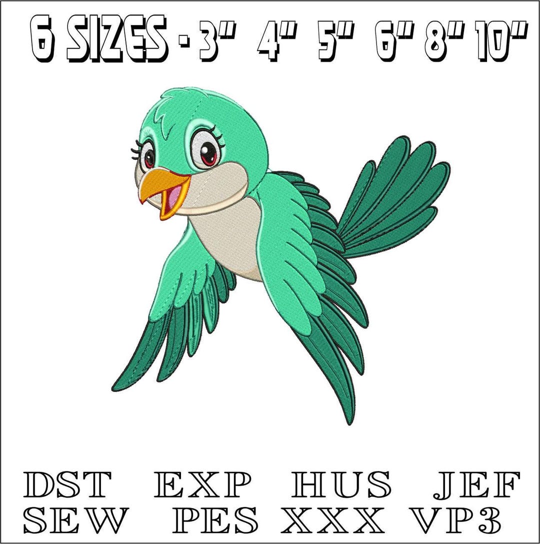 Blue Bird - Machine Embroidery Design - DST, PES, VP3 & More - Instant ...
