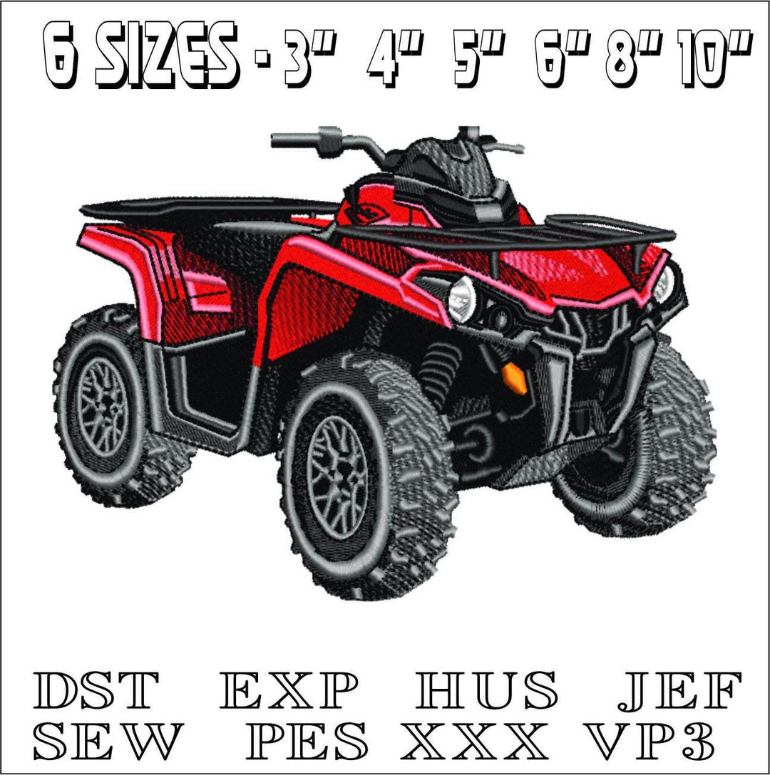 Red ATV Quad Bike - Machine Embroidery Design - DST, PES, VP3 & More ...