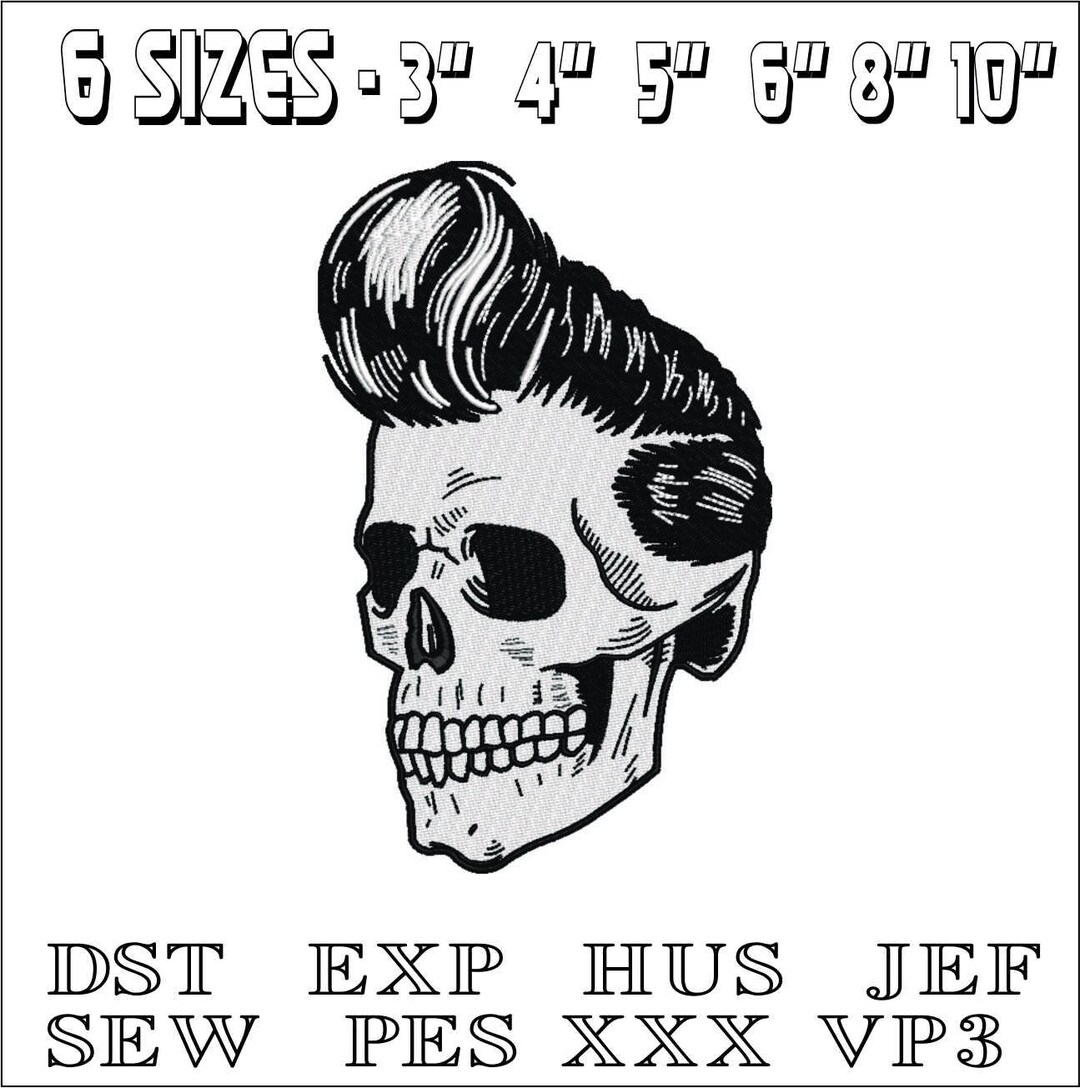 Halloween 1950s Skull - Machine Embroidery Design - DST, PES, VP3 ...