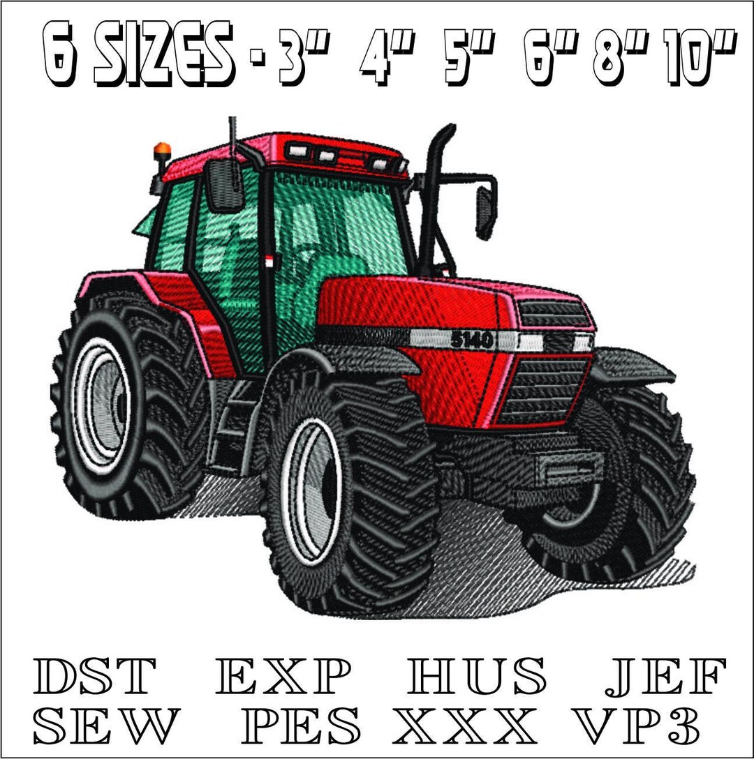 Red Tractor Farm Car - Machine Embroidery Design - DST, PES, VP3 & More ...