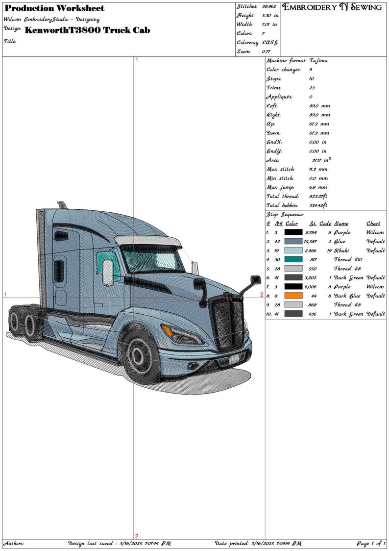 Semi Truck Cab - Machine Embroidery Design - DST, PES, VP3 & More ...