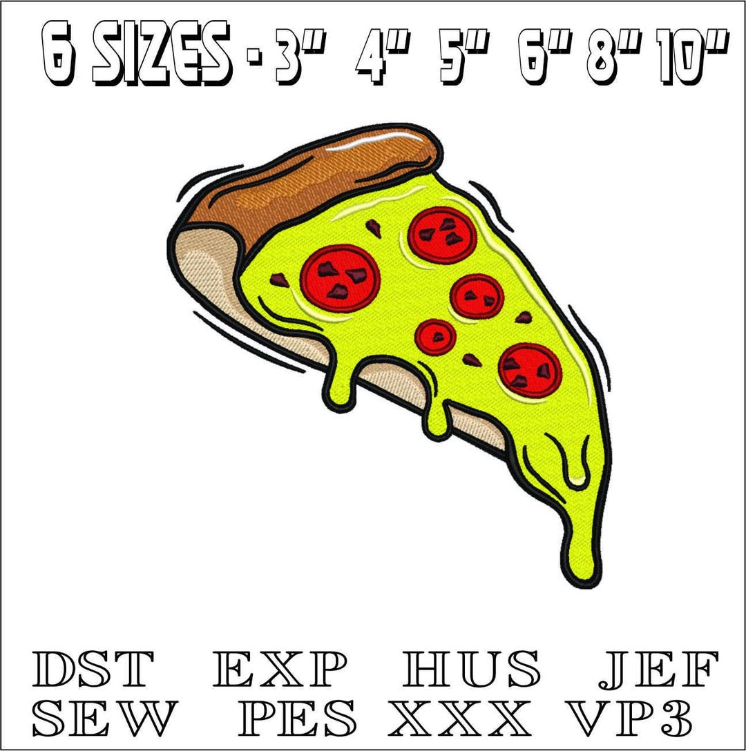 Pepperoni Pizza Slice - Machine Embroidery Design - DST, PES, VP3 ...