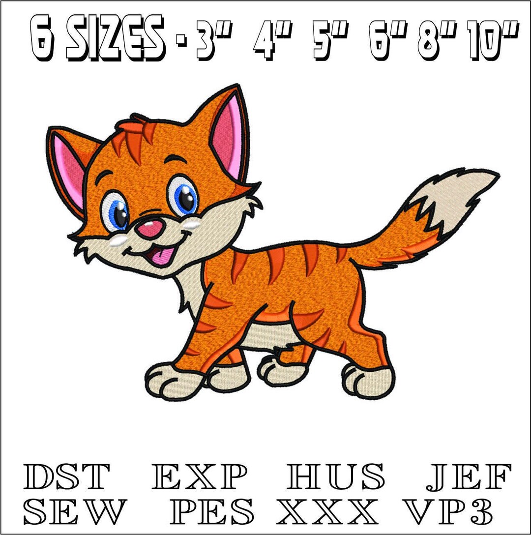 Walking Kitten - Machine Embroidery Design - DST, PES, VP3 & More ...
