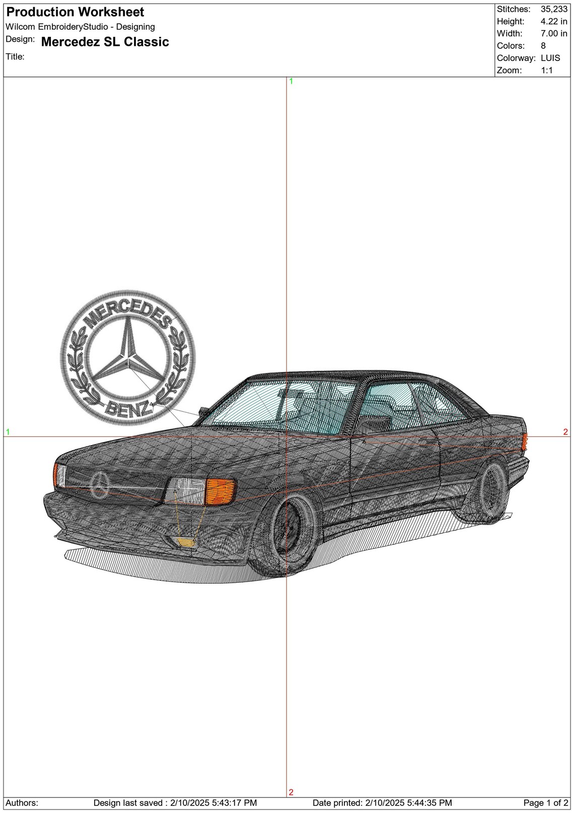 Mercedes SL Classic Car - Machine Embroidery Design - DST, PES, VP3 ...