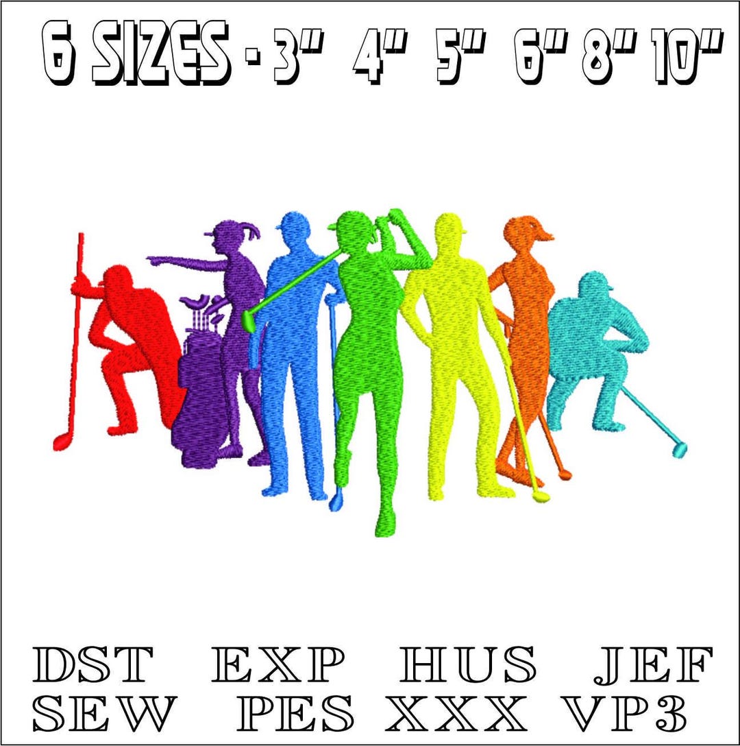 Golfers Celebrate - Machine Embroidery Design - DST, PES, VP3 & More ...