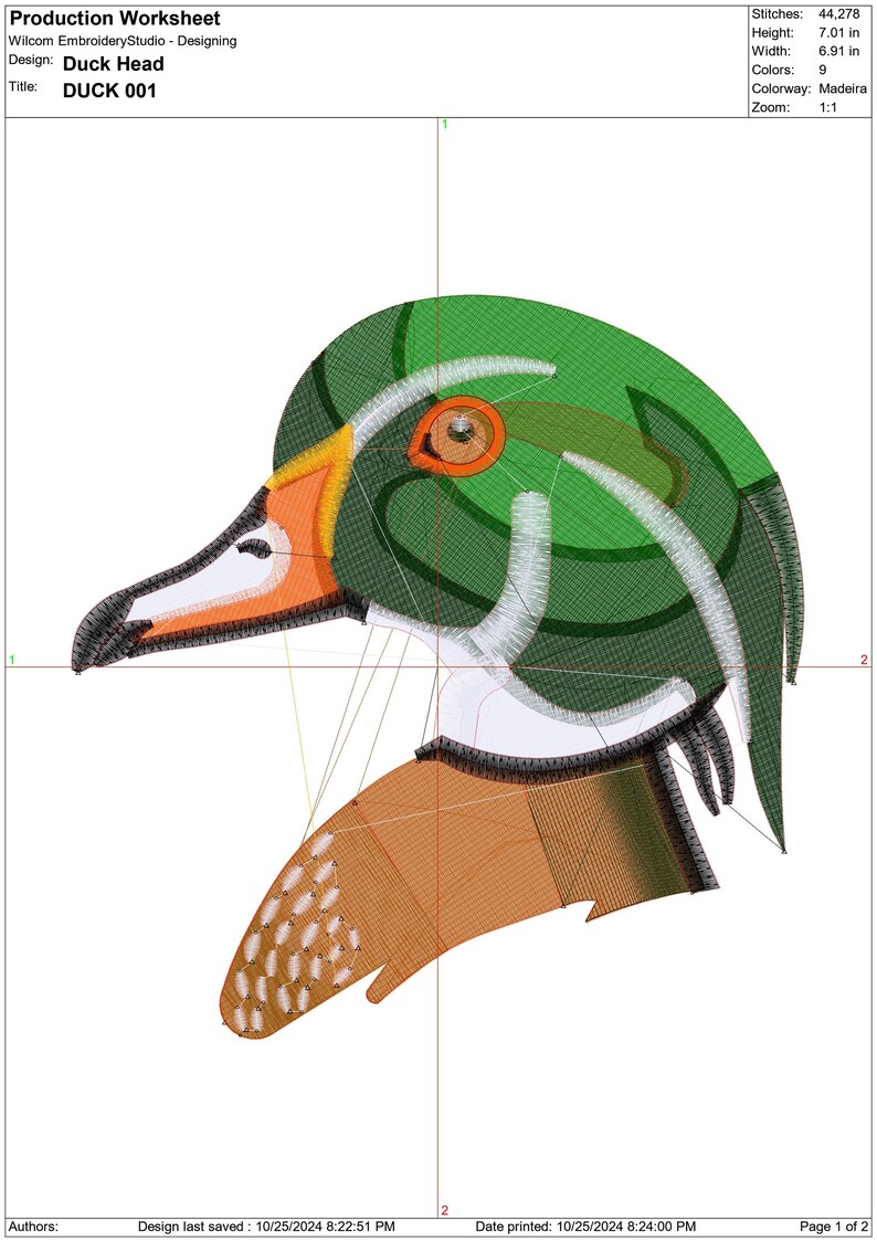 Mallard Duck Head - Machine Embroidery Design - DST, PES, VP3 & More ...