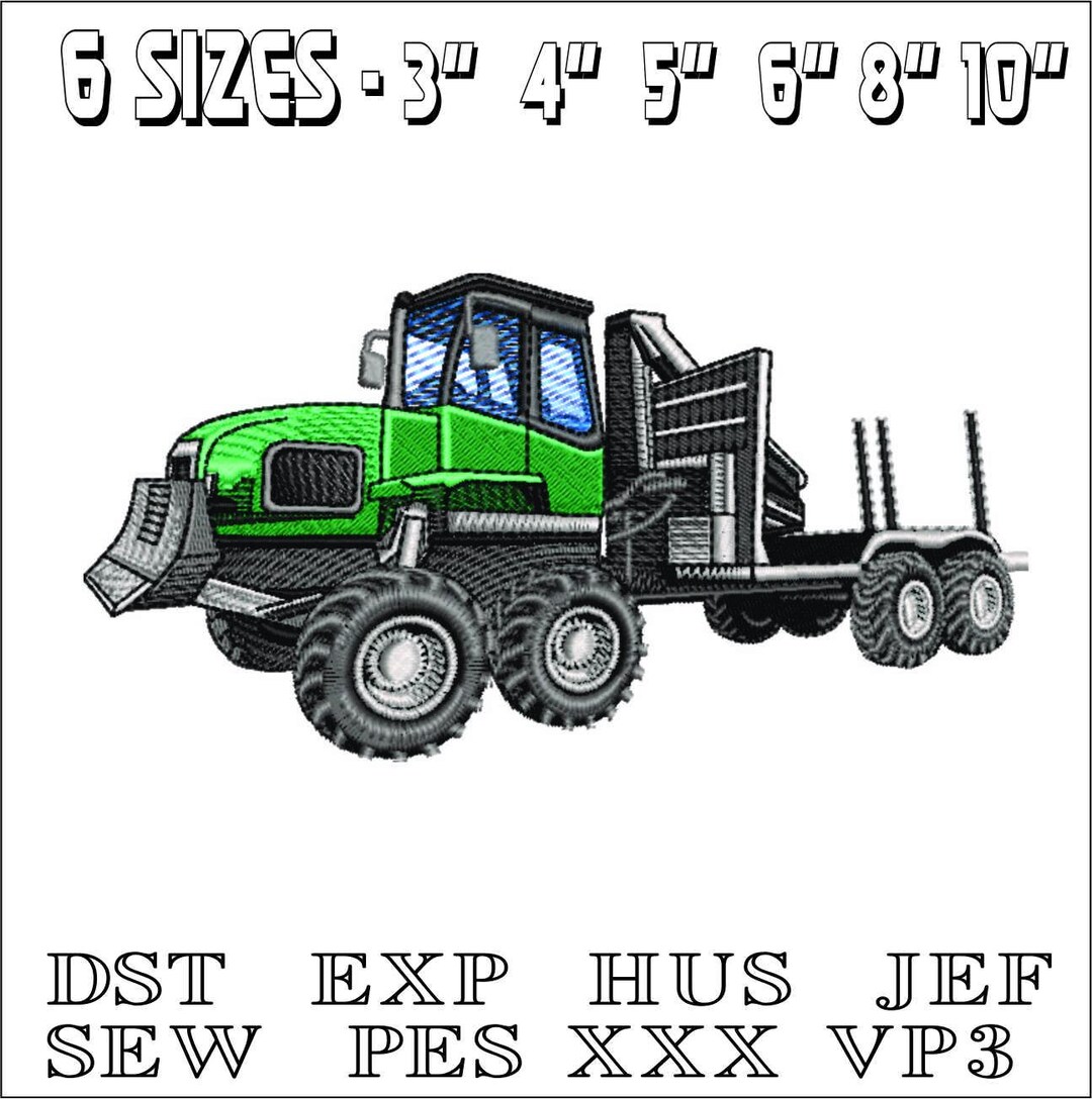 Tractor Log Hauler - Machine Embroidery Design - DST, PES, VP3 & More ...