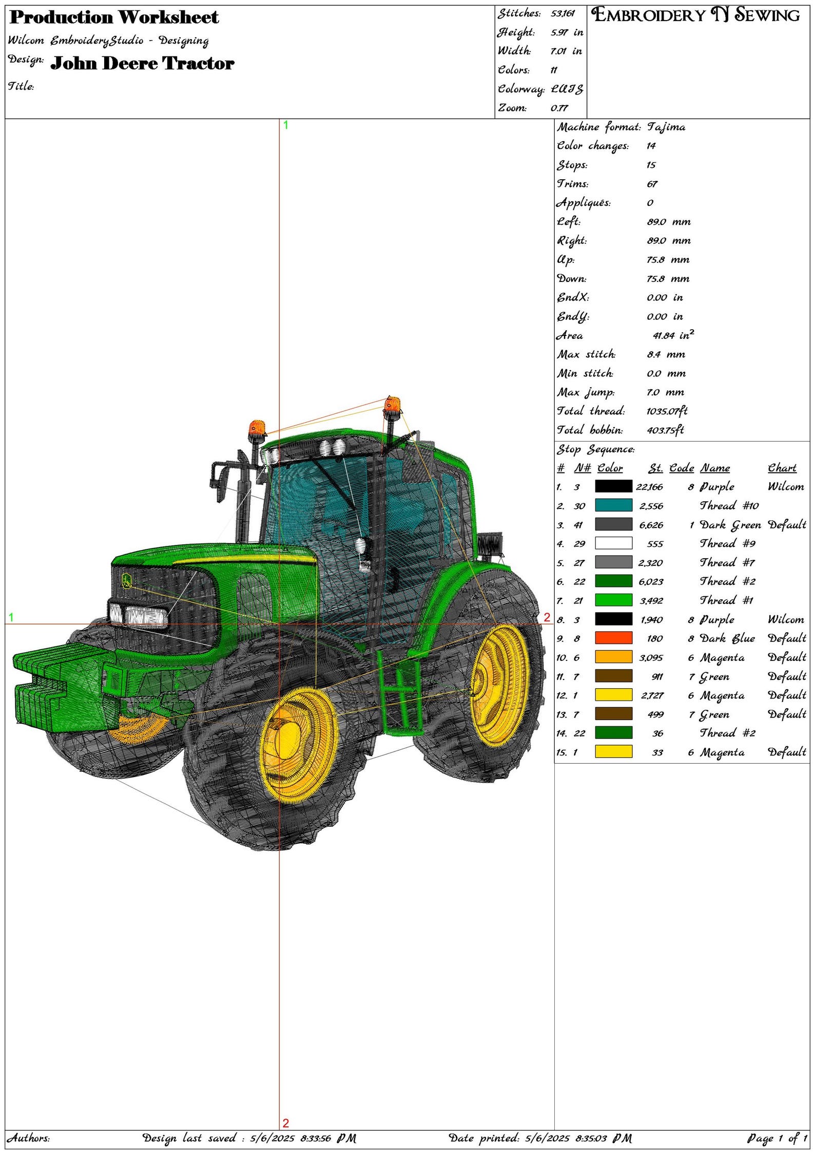 Green Tractor - Machine Embroidery Design - DST, PES, VP3 & More ...